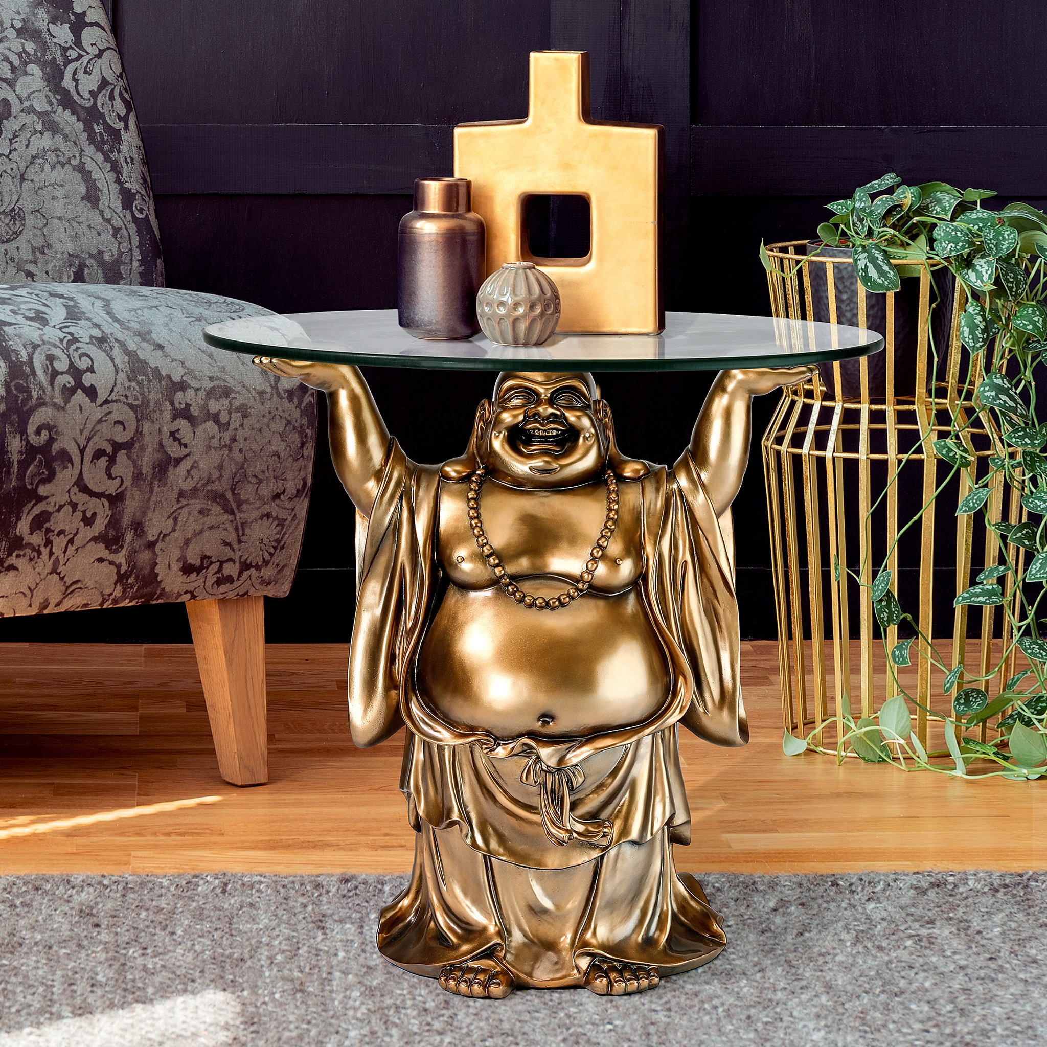 Design Toscano Jolly Hotei Buddha Figurine End Table - Wayfair Canada