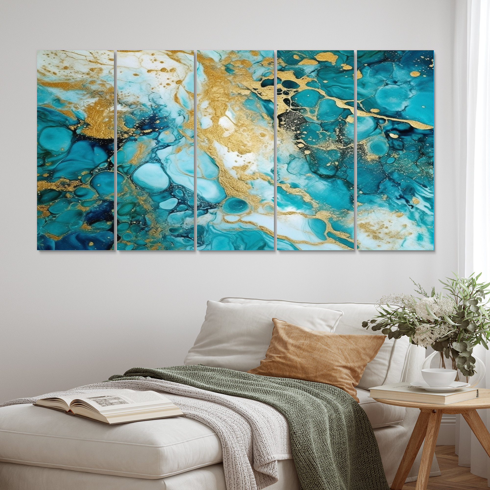 Mercer41 Turquoise Luxury Abstract Fluid Art VI - Fractals Metal Wall ...