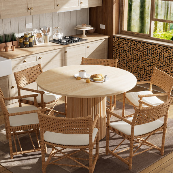 Latitude Run® Round Solid Wood Base Dining Table For 1-6 & Reviews ...