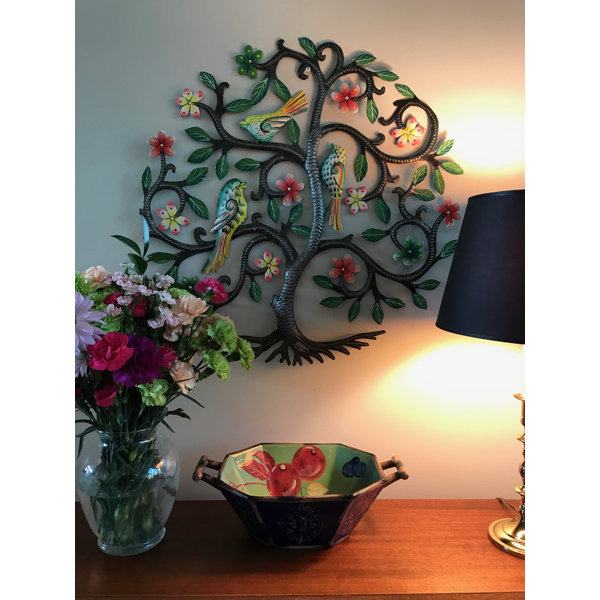 August Grove® Painted Tree of Flowers Wall Décor | Wayfair