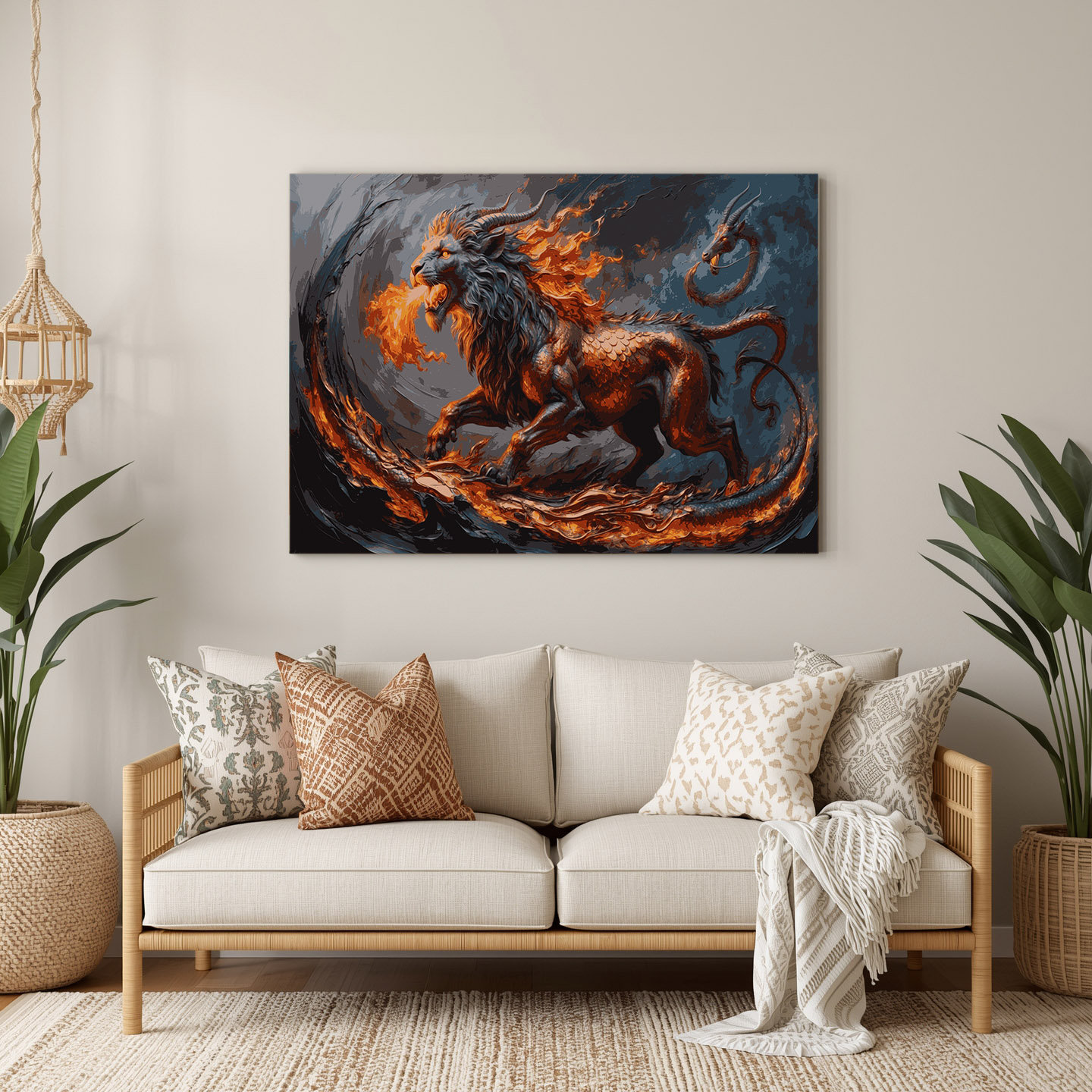 Hokku Designs SciFi Chimera fire breathing beast Brown Metal Wall Art ...