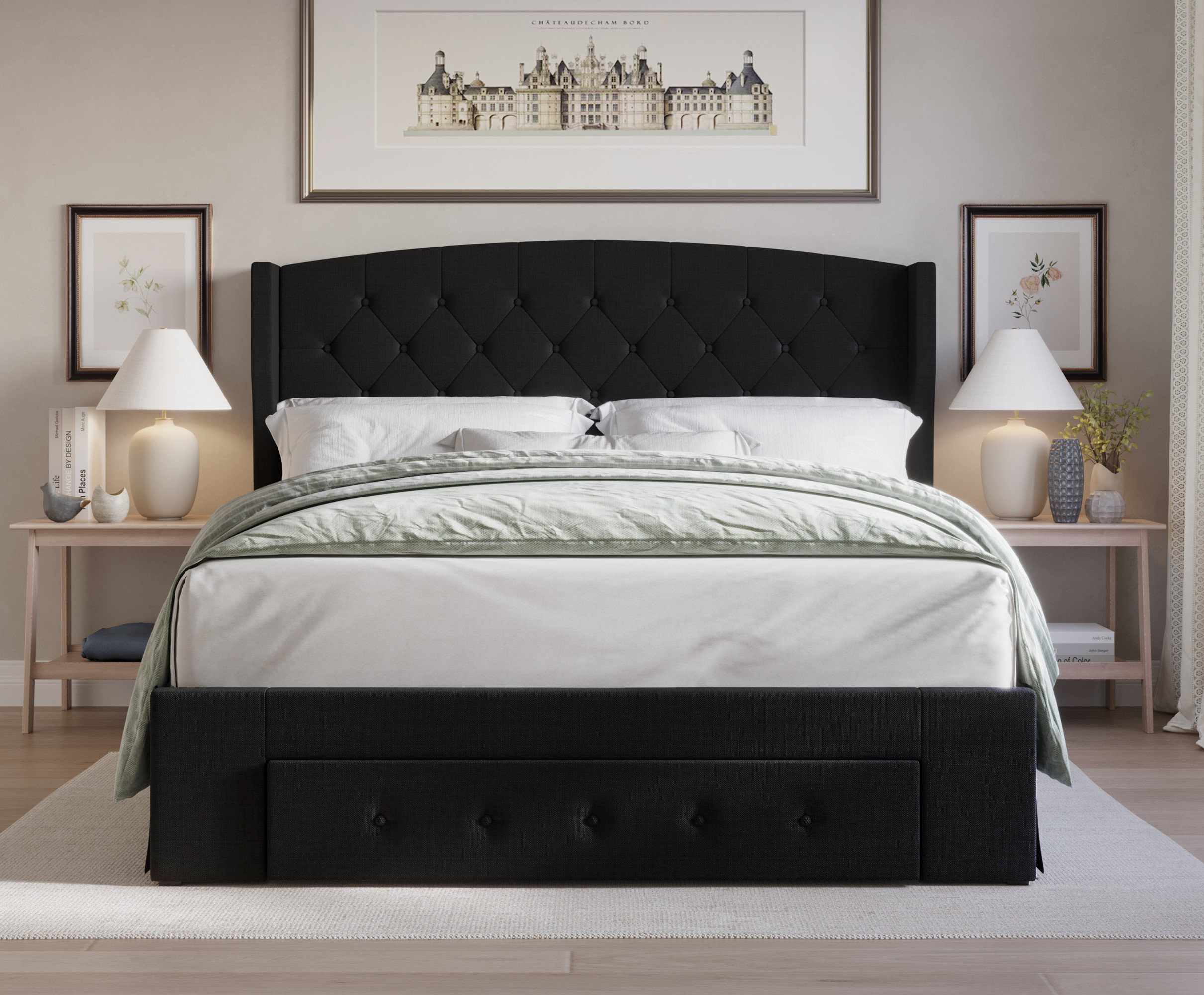 Lark Manor™ Alojzije King Tufted Upholstered Storage Panel Bed ...