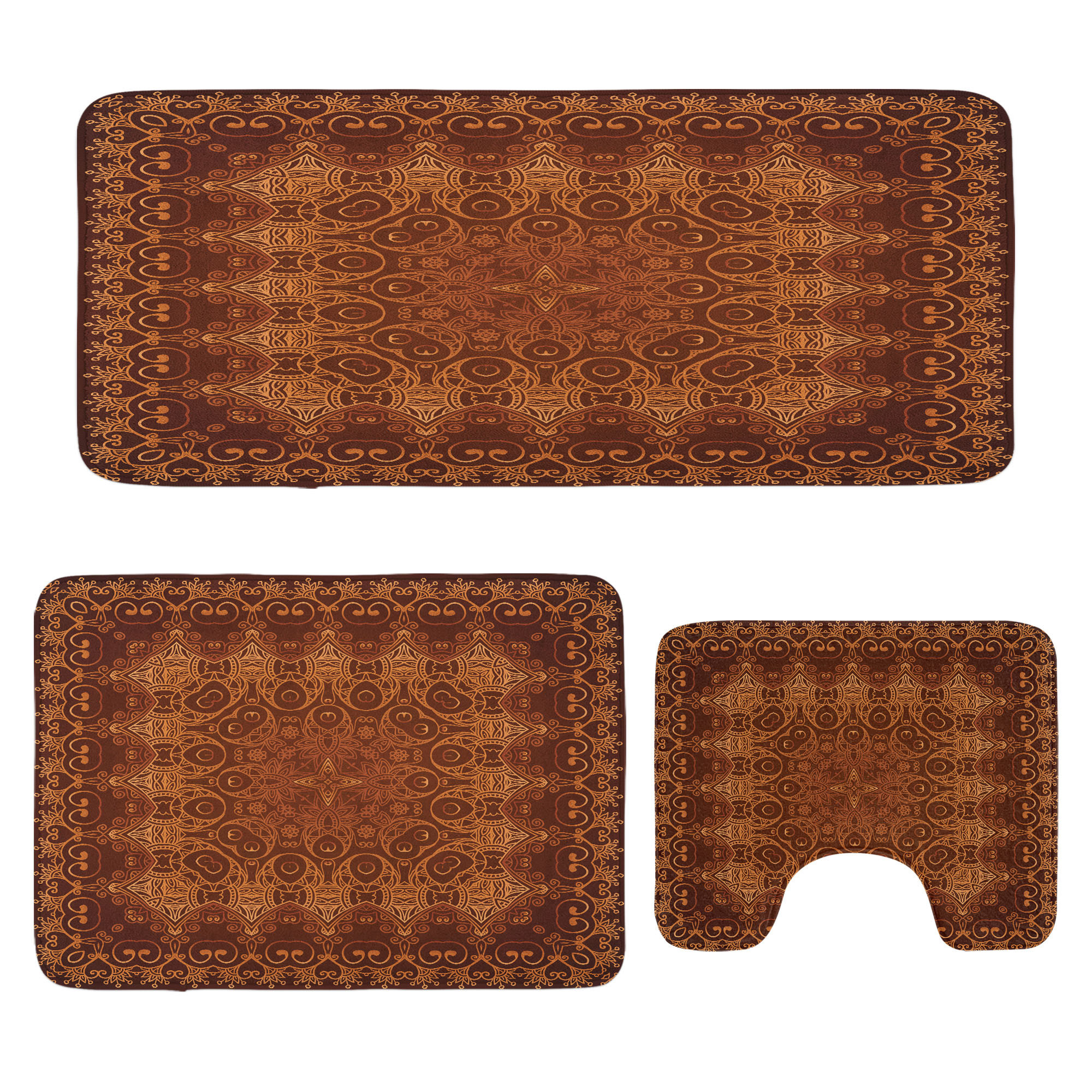 East Urban Home Antique Bathroom Rug Set 3 Pieces U-Shape & Rectangle ...