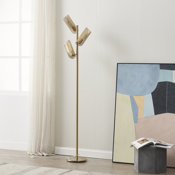 Brightech Lyra 71 in. Mid-Century Modern 3-Light Adjustable LED Floor ...