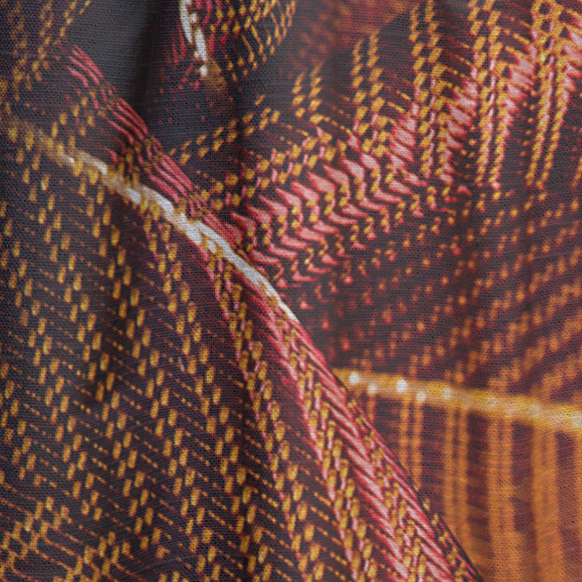 Design Art Ruby Red Fabric With Gold Line II - Chevron Curtain - Velvet ...