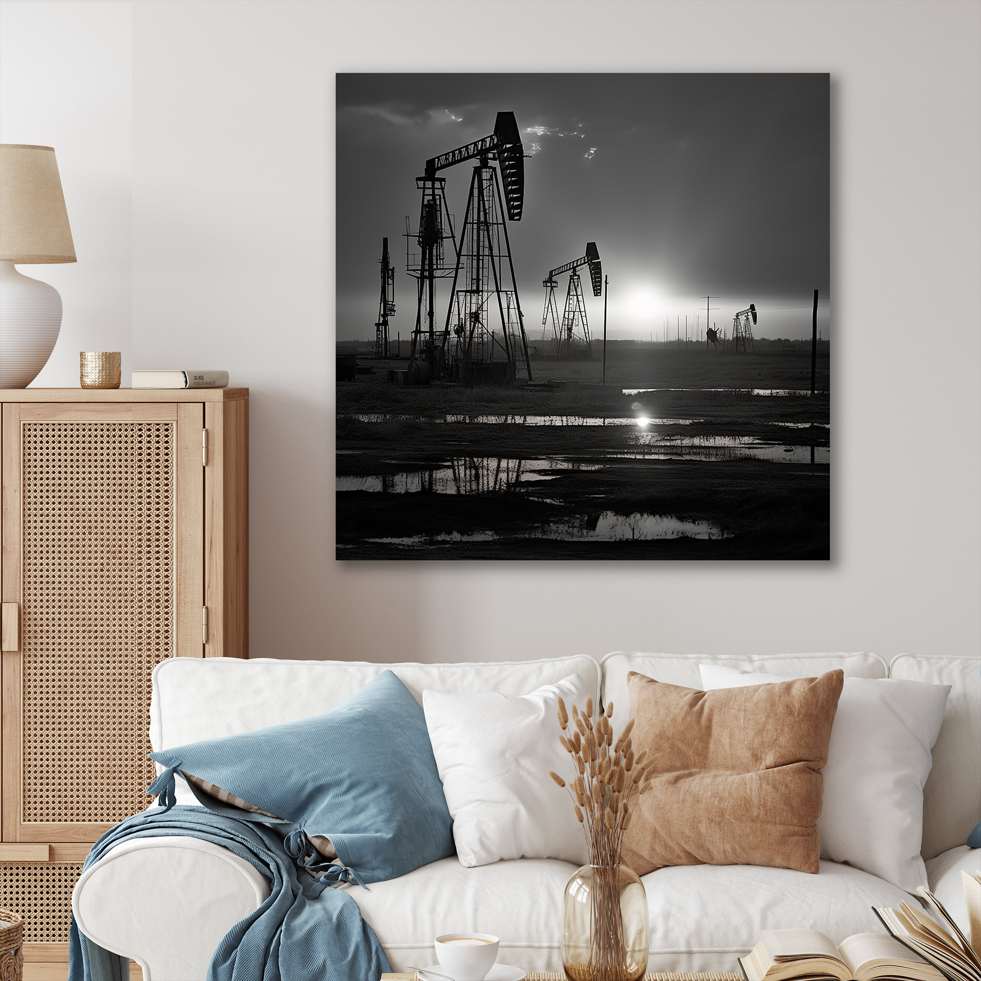 Ebern Designs Oill Drilling Rigs Field Winter Scenery II On Canvas ...