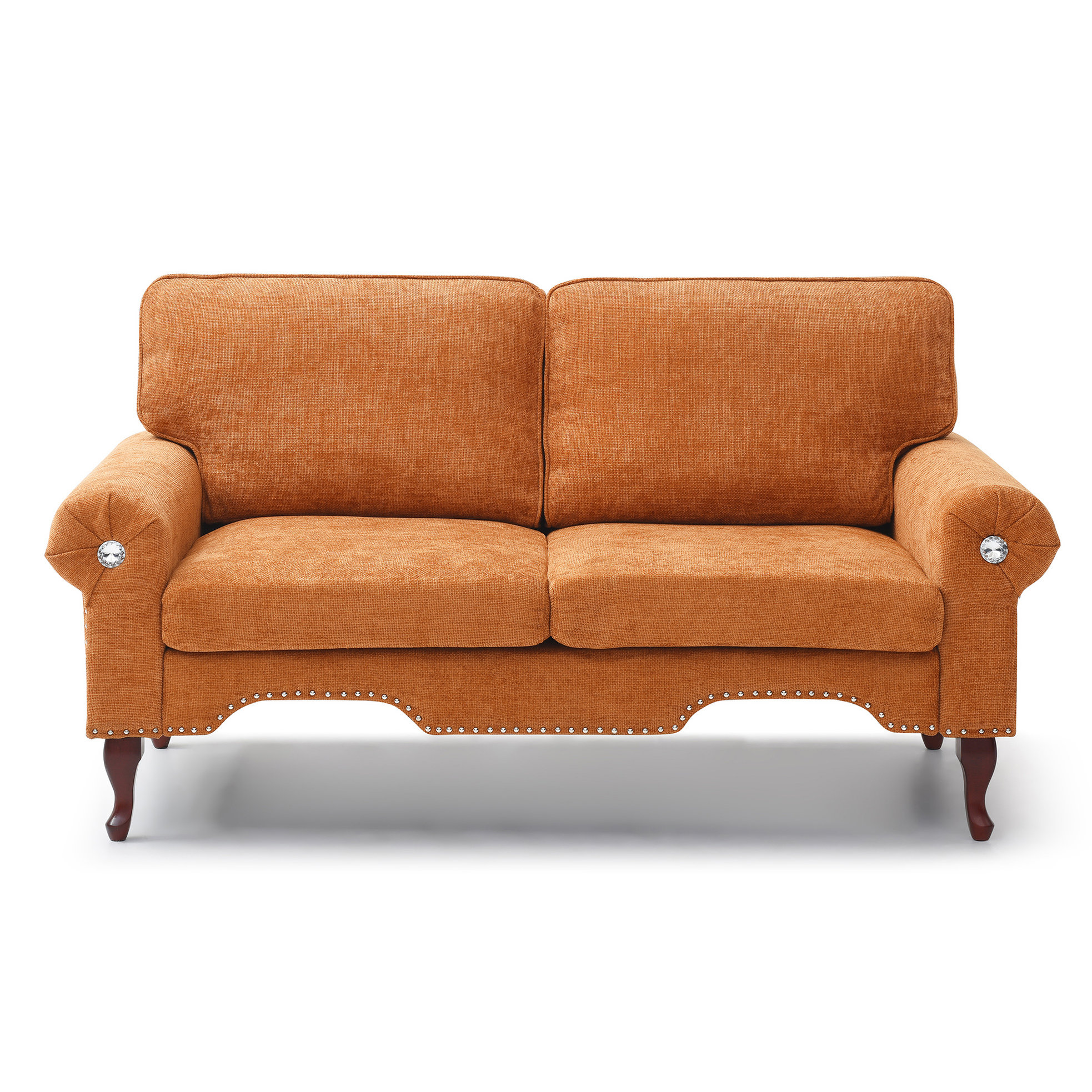 Mercer41 66-inch Velvet With Wooden Legs, Crystal Button Ornament, For ...