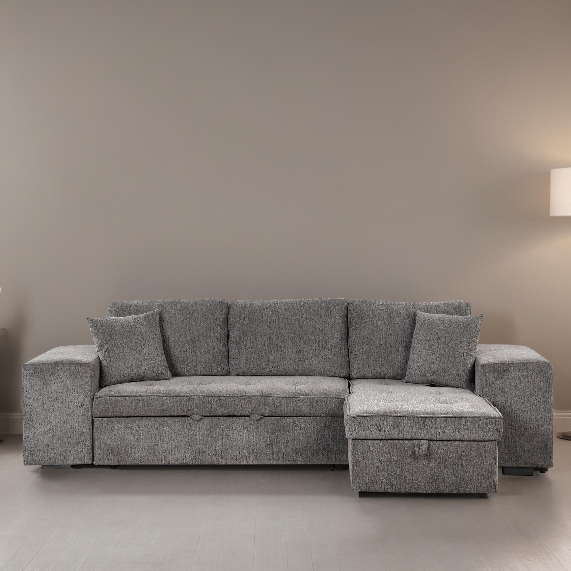 Latitude Run® 105" Wide L-Shaped Reversible Pull Out Sleeper Sectional ...