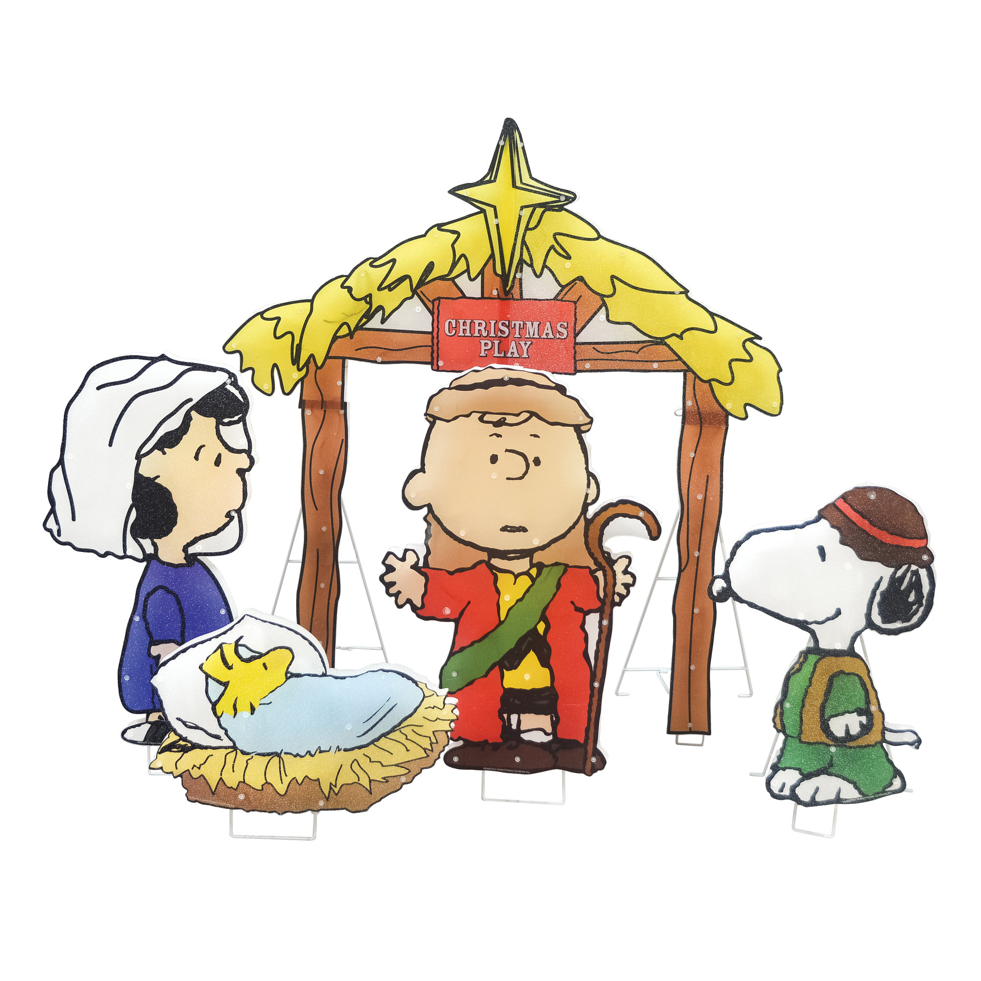 One Allium Way® 32 Peanuts 2D LED PreLit Yard Art Nativity Pageant 5pc ...