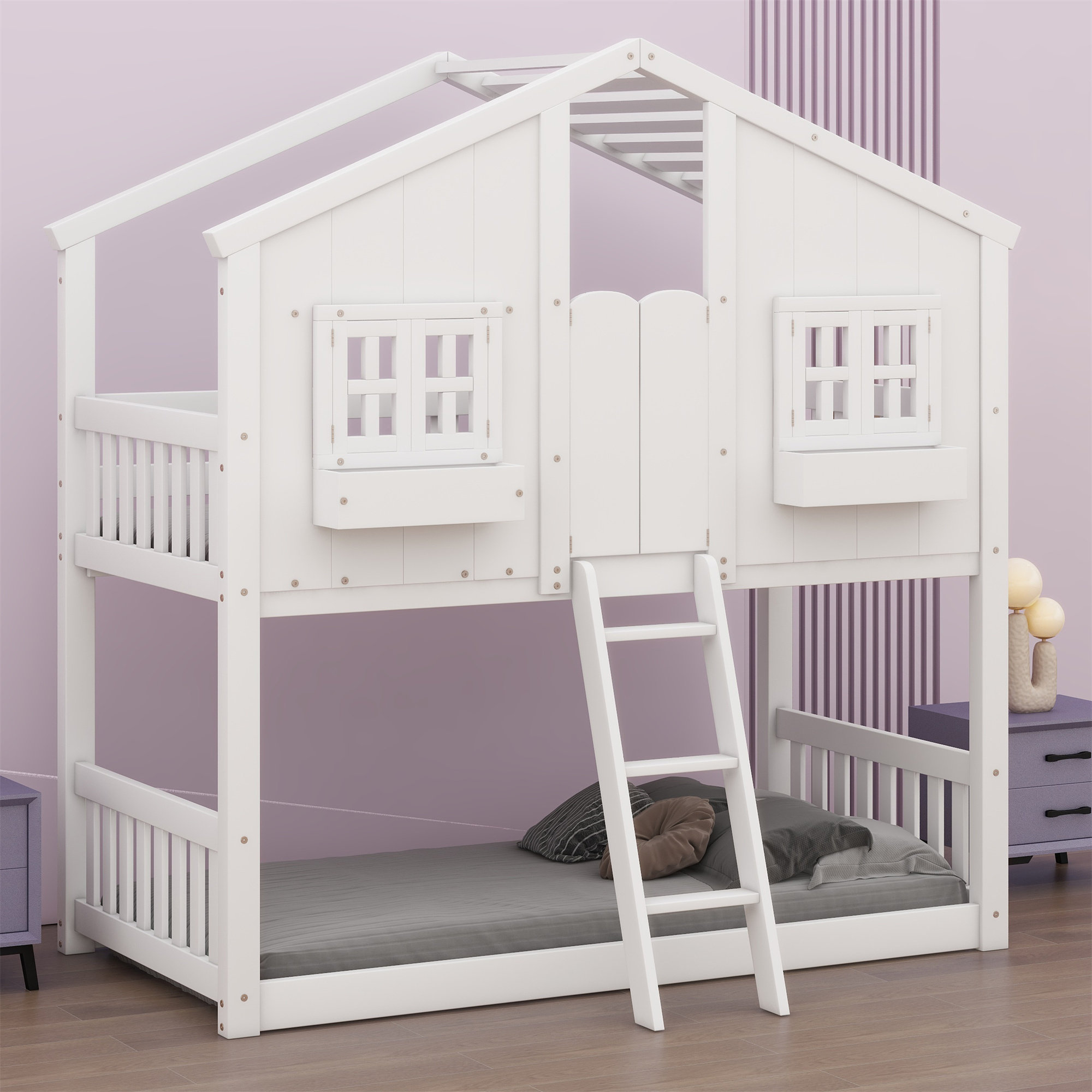 Harper Orchard Alirah Kids Twin-Over-Twin Bunk Bed | Wayfair