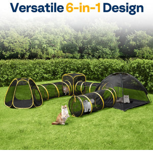 Tucker Murphy Pet™ Outdoor Cat Enclosures 6-in-1 Portable Catio with 2 ...