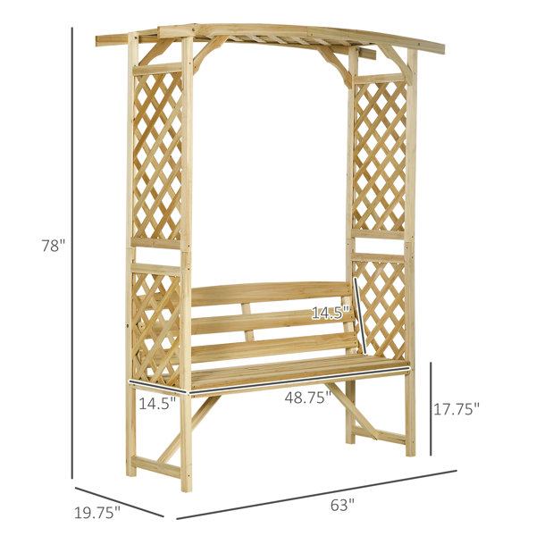 Beachcrest Home™ Josefina Patio Garden Bench Arbor Arch with Pergola ...