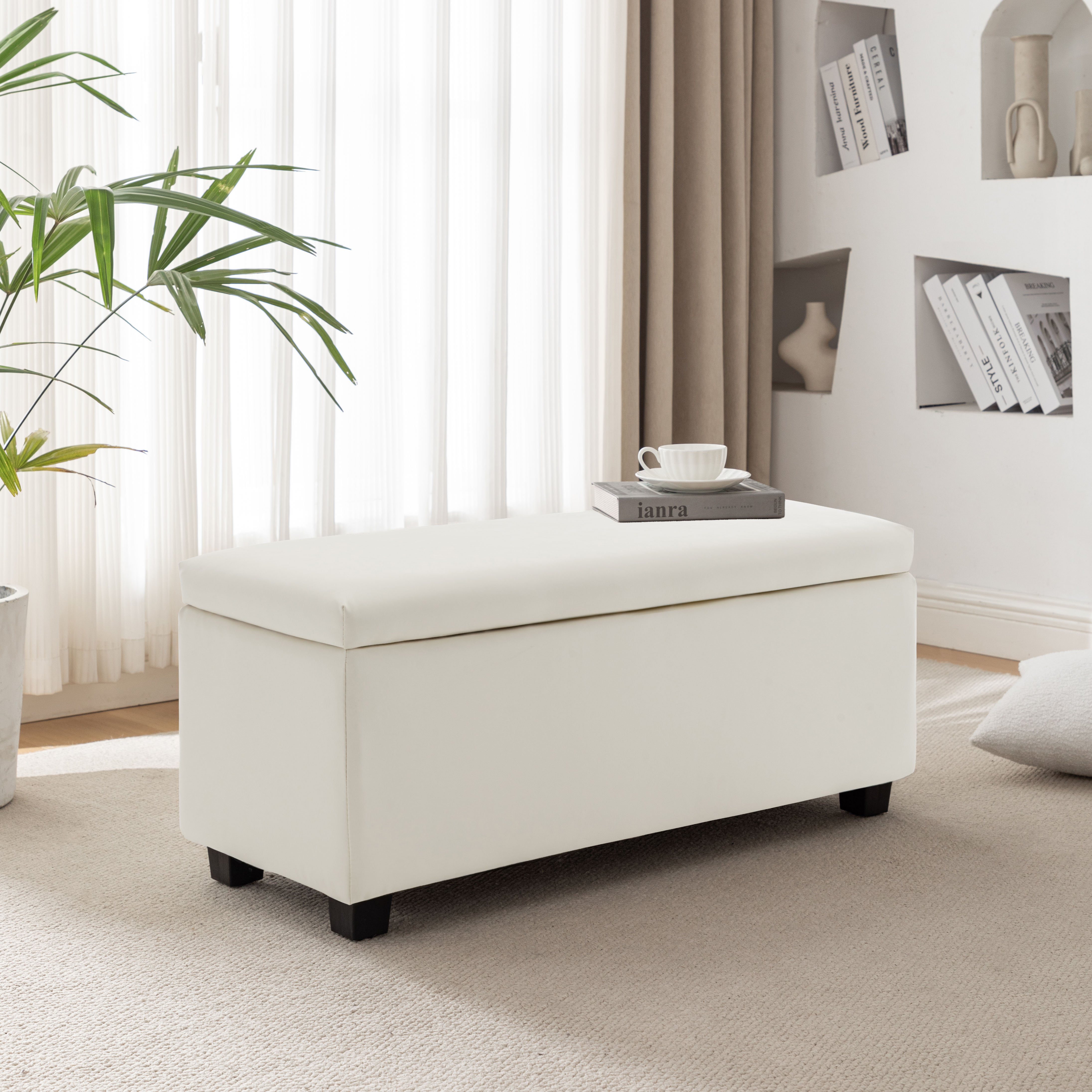 Ebern Designs Hannah Faux Leather Flip Top Storage Bench & Reviews ...