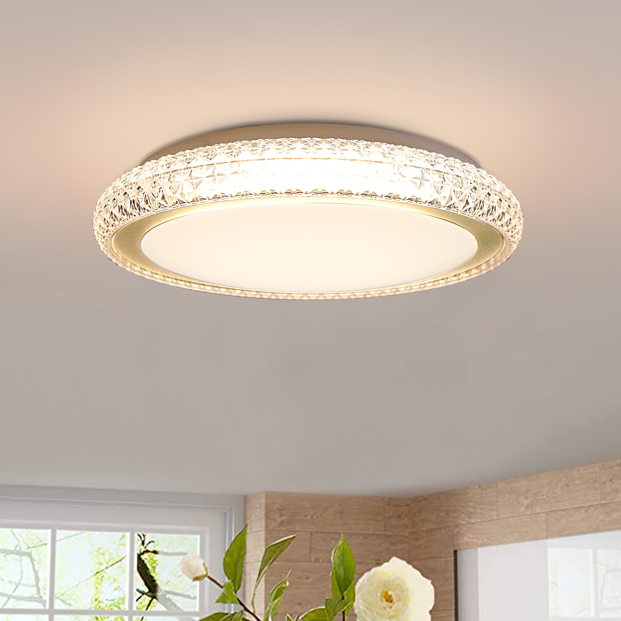 Mercer41 Philisha 16-inch Round LED Flush Mount Ceiling Light with ...