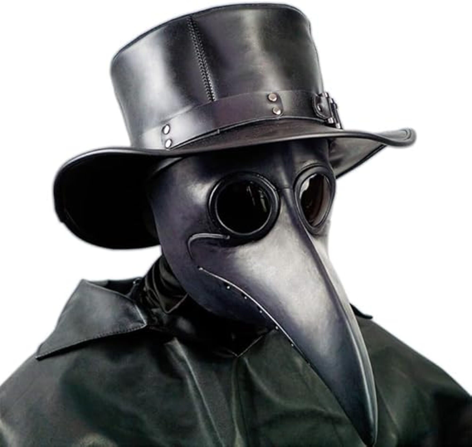 Mercer41 Black Rubber Plague Doctor Mask, Halloween Long Nose Bird Beek ...