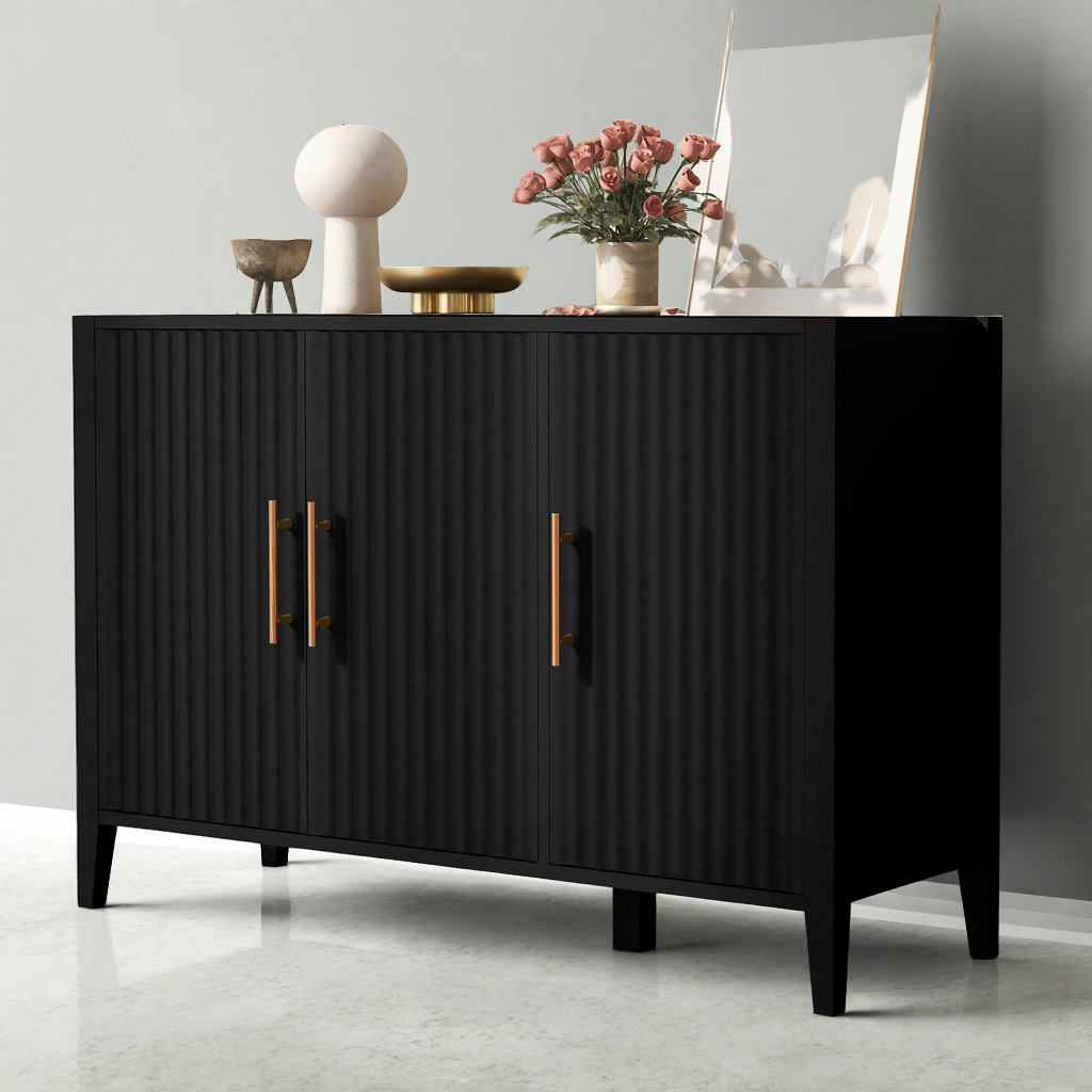 Latitude Run® 48" Vertical Grain Storage Cabinet – Three-Door Slim ...