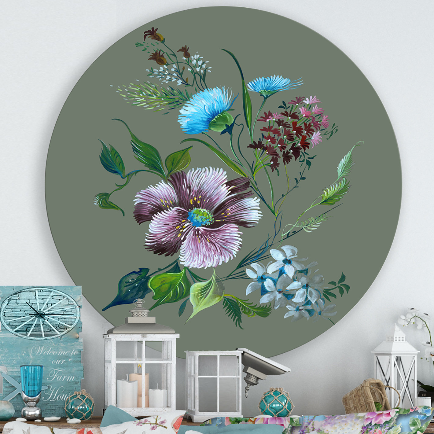 East Urban Home Purple And Turquoise Spring Flowers - Traditional Metal ...