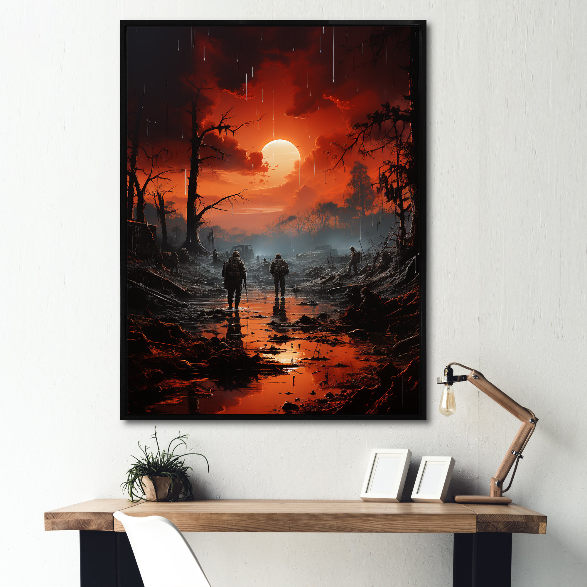 Design Art Abstract Military Battlefield Reflections On Canvas Print ...