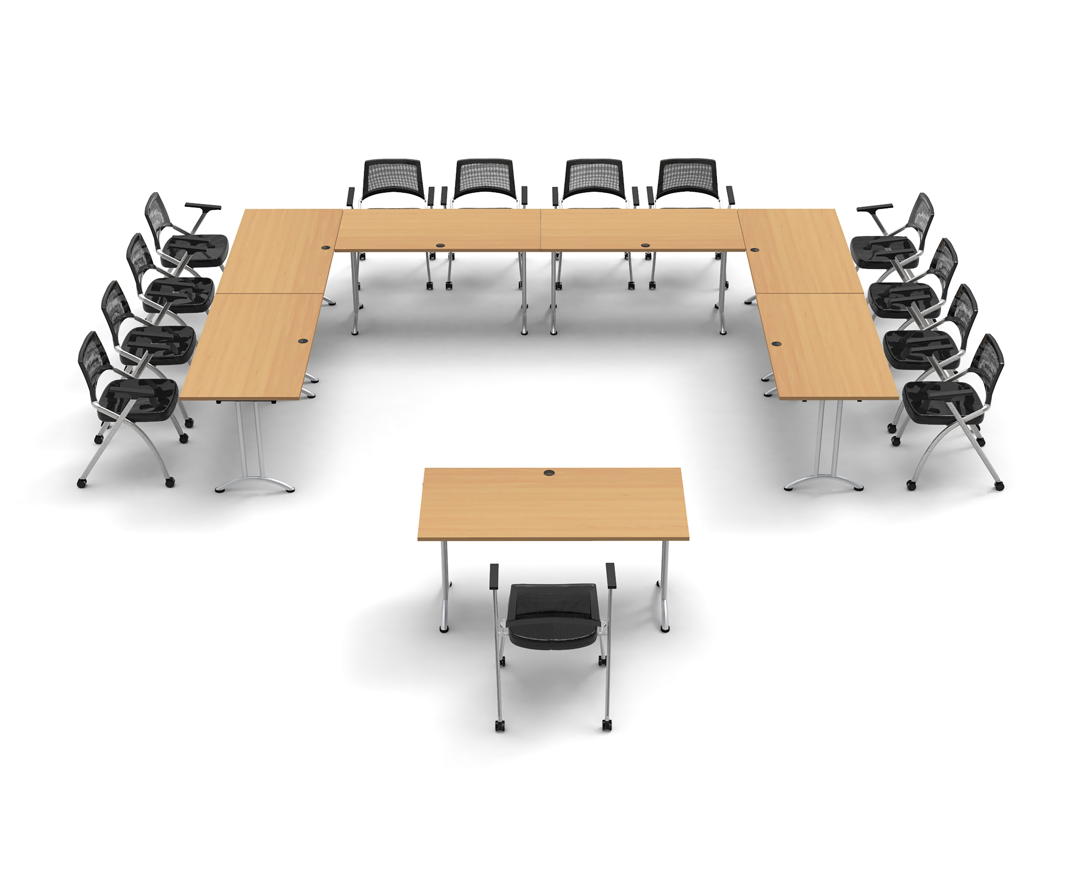 TeamWORK Tables 13 Person Training Meeting Seminar Tables with Modesty ...