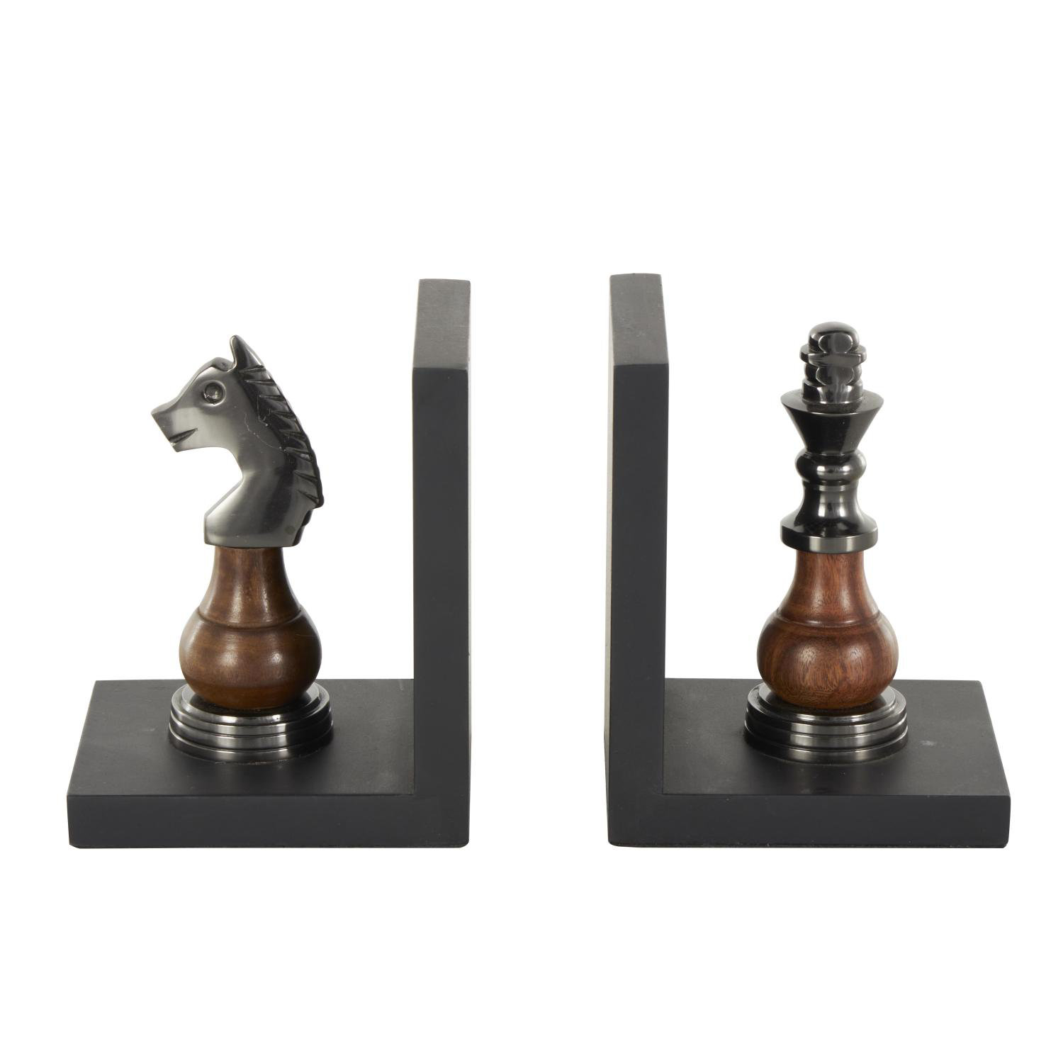 Charlton Home® Cole And Grey Aluminum Metal Chess Bookends With ...