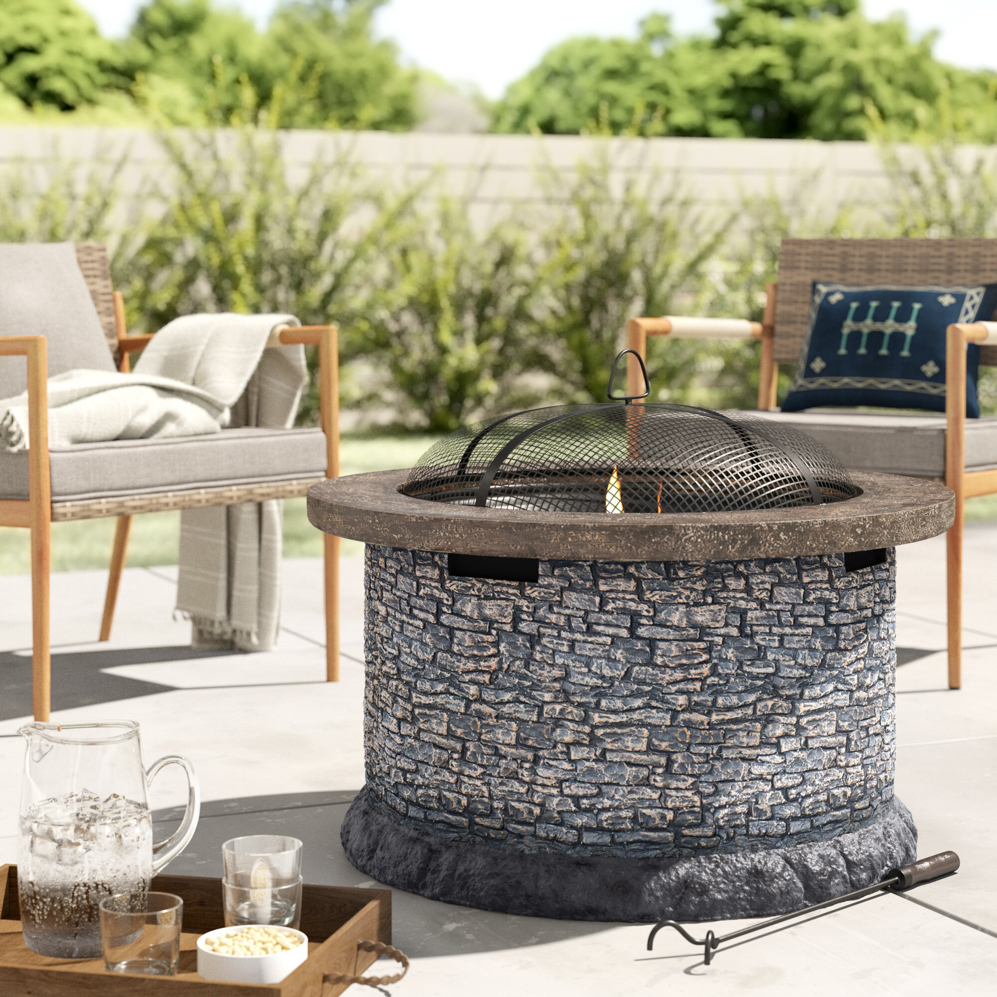 Williston Forge SUNJOY Nolia 32 inch Fire Pit for Outside, Outdoor ...