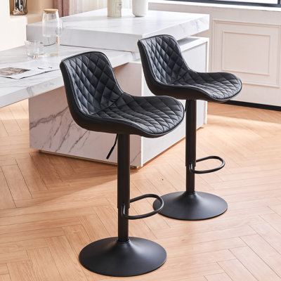 Hokku Designs Zager Swivel Adjustable Height Bar Stool Leather ...
