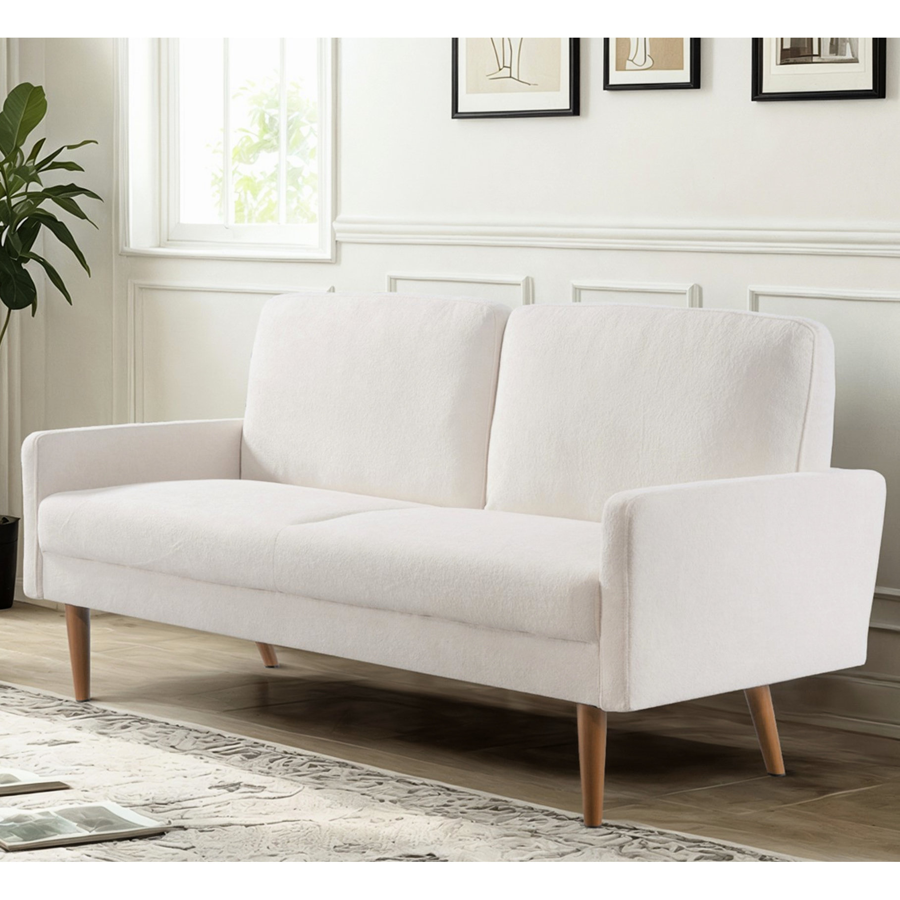 Ebern Designs Velvet 3 Seater Couch, European Elegance, Living Room ...