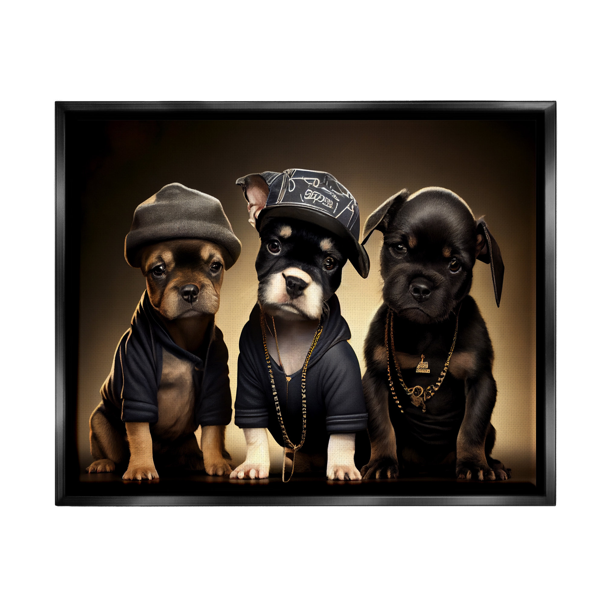 Latitude Run® Bulldog Puppies Urban Outfits Framed Floater Canvas Wall ...