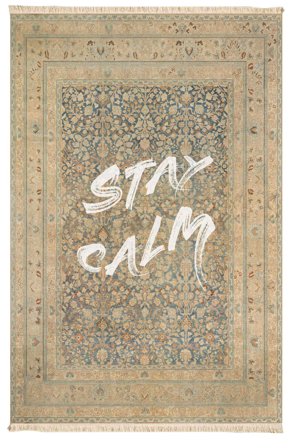 SpiritHome 🧘‍♀️ "Stay Calm" Traditional Overlay Area Rug | Wayfair