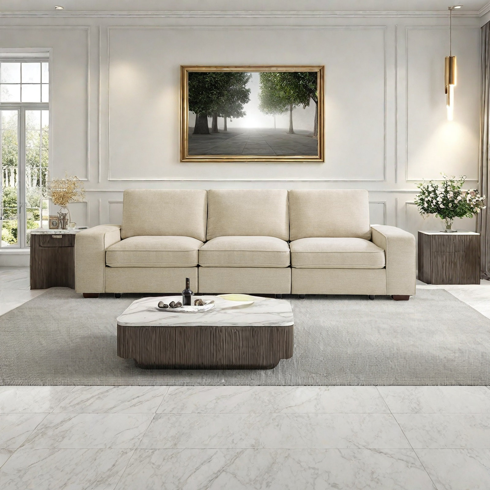 Latitude Run® Avanthika 101" Modular Storage Sofa with Usb Ports for ...