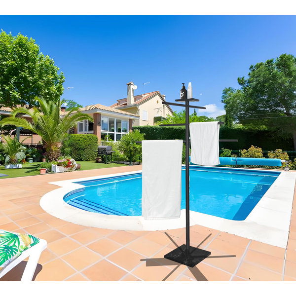 FESITY Pool Towel Rack with Tray, 304 Stainless Steel 6 Arms ...