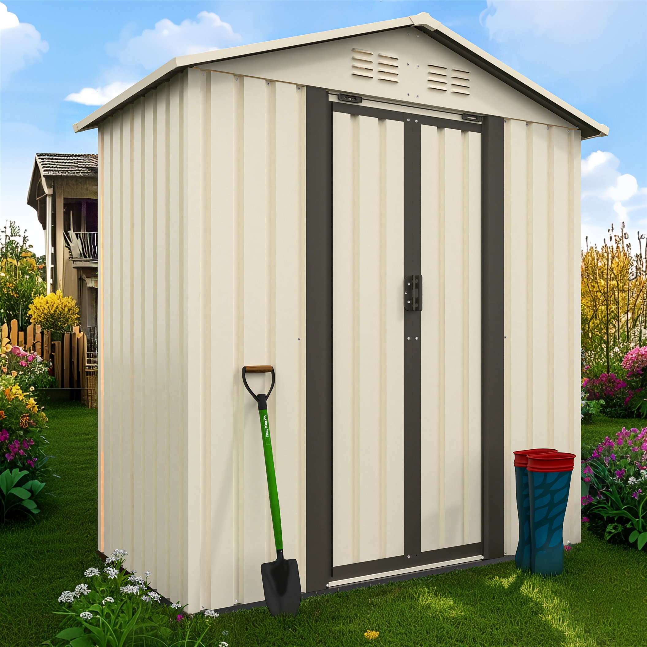 Modern Escapes Decor Outdoor 3ft×5ft Steel Frame Weather-Resist Storage ...