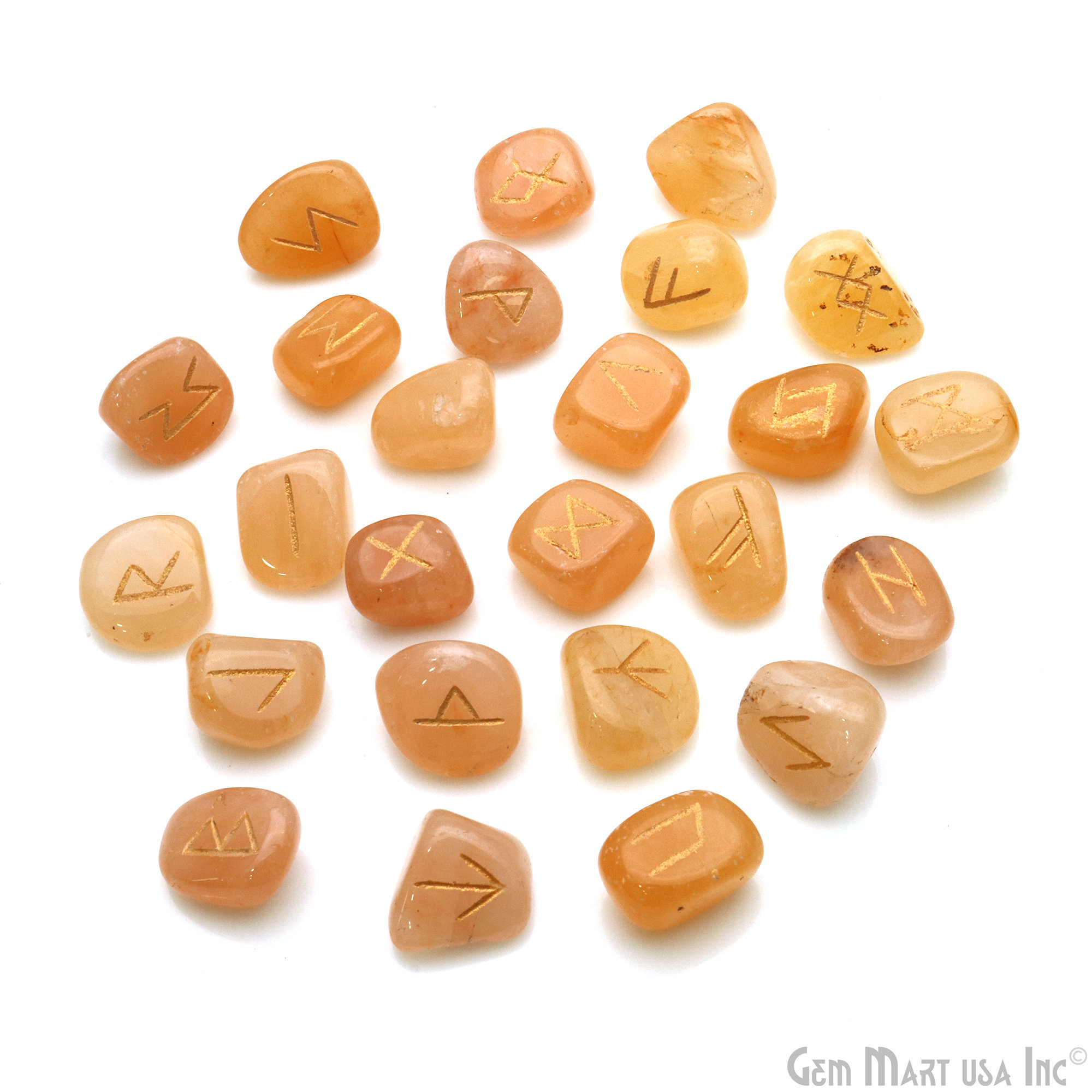 GEMMART USA Rune Stones Yellow Agate Spiritual Futhark Reiki Symbols ...