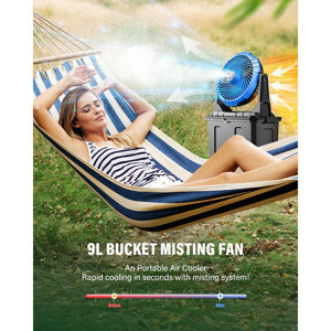 MAXAYA 9L Bucket Misting Fan Portable For Outside Patio, 20000Mah ...