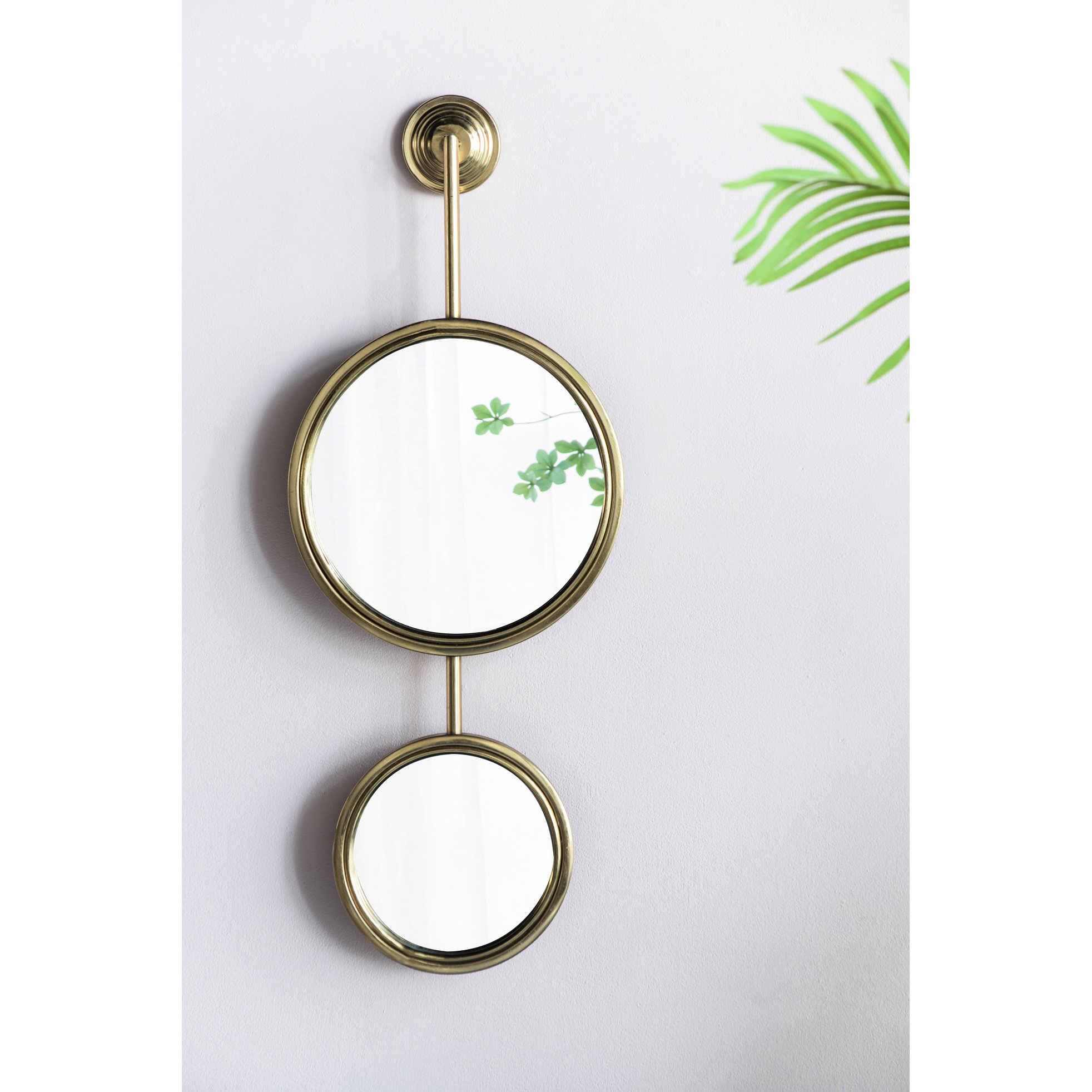 Latitude Run® 2 Circle Mirrors For Wall, Gold Iron, 11"x28.5", Modern ...