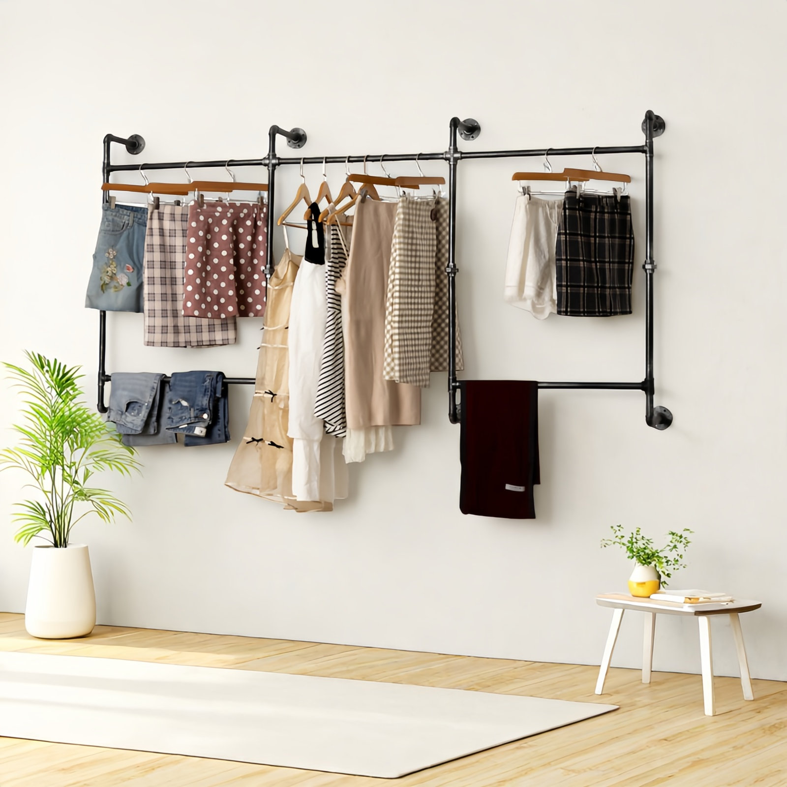 Rebrilliant Heavy-Duty Clothing Rack, Industrial Wall Clothes Rack ...