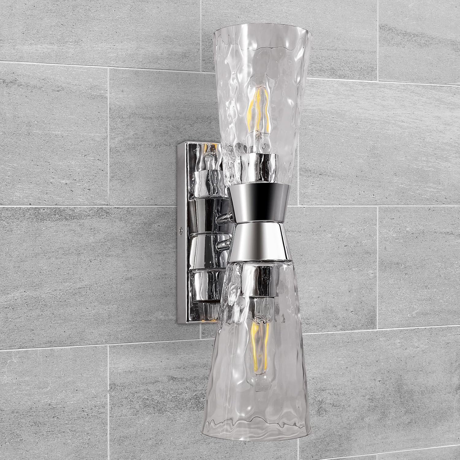 Wrought Studio™ Industrial 2-Light Tapered Light Fixtures with Hammered ...