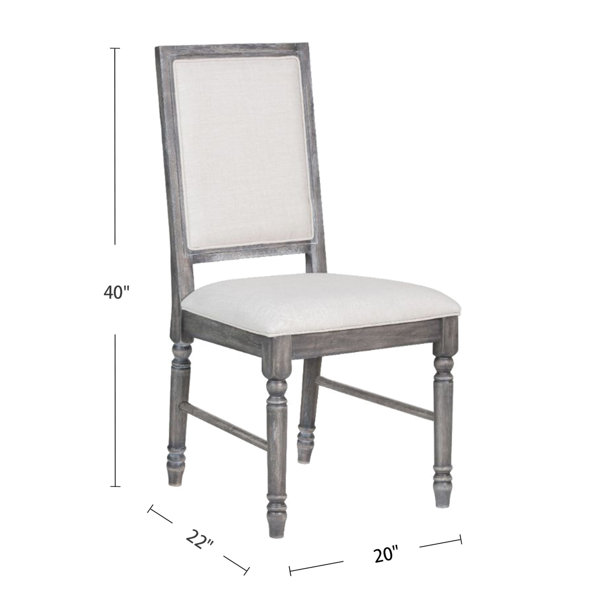 One Allium Way Cream And Weathered Grey Linen Dining Chairs Of 2 With ...