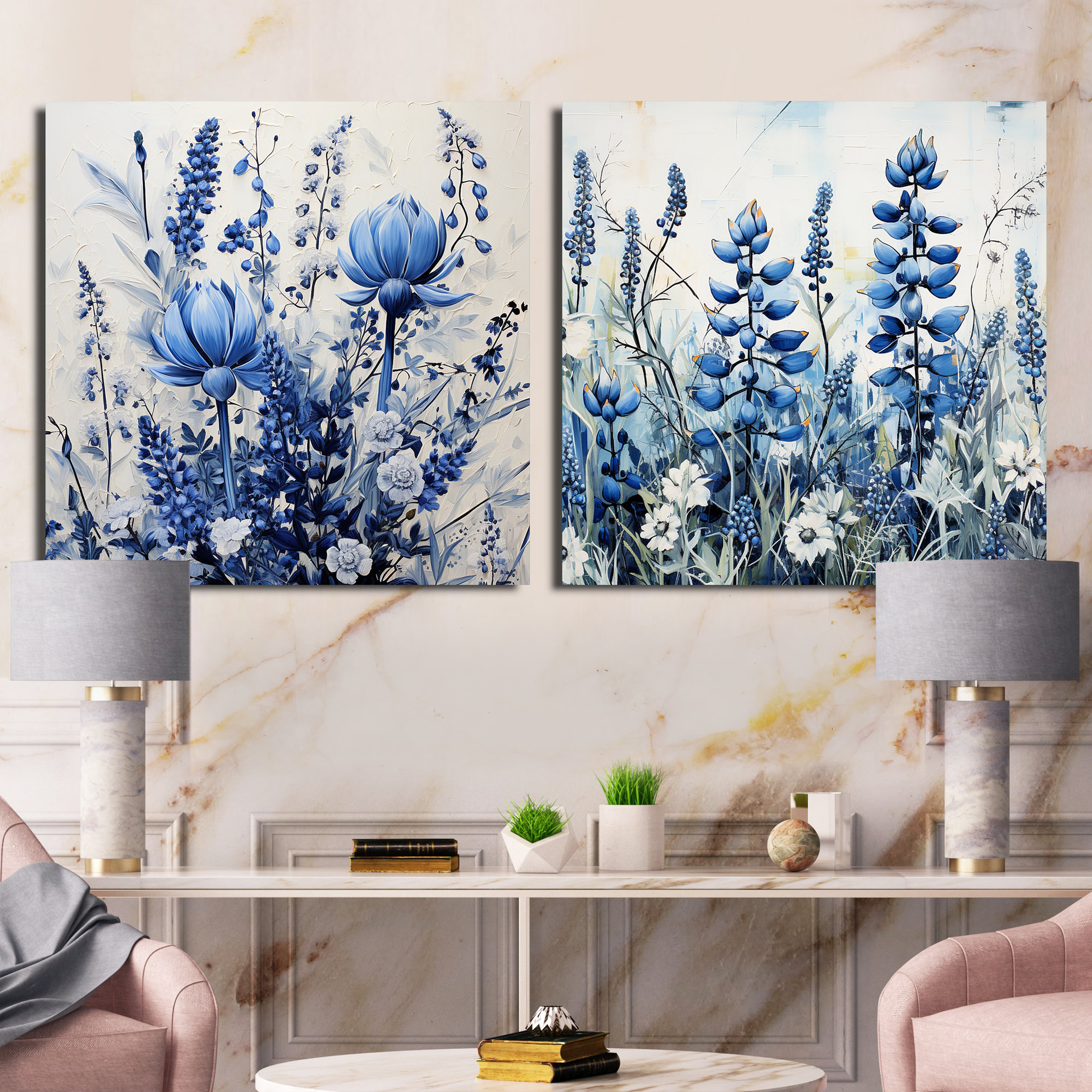 Lark Manor™ Blue Bonnets Floral Collage - Floral Square Collage Set Of ...