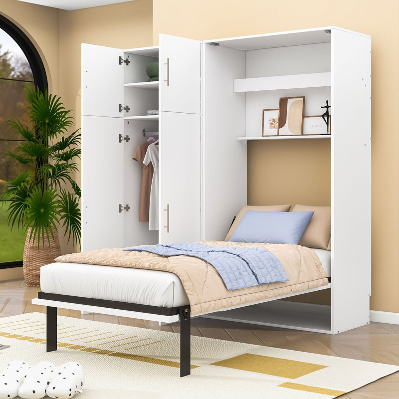 Hokku Designs Murphy Bed with Integrated Cabinets and Wardrobes | Wayfair