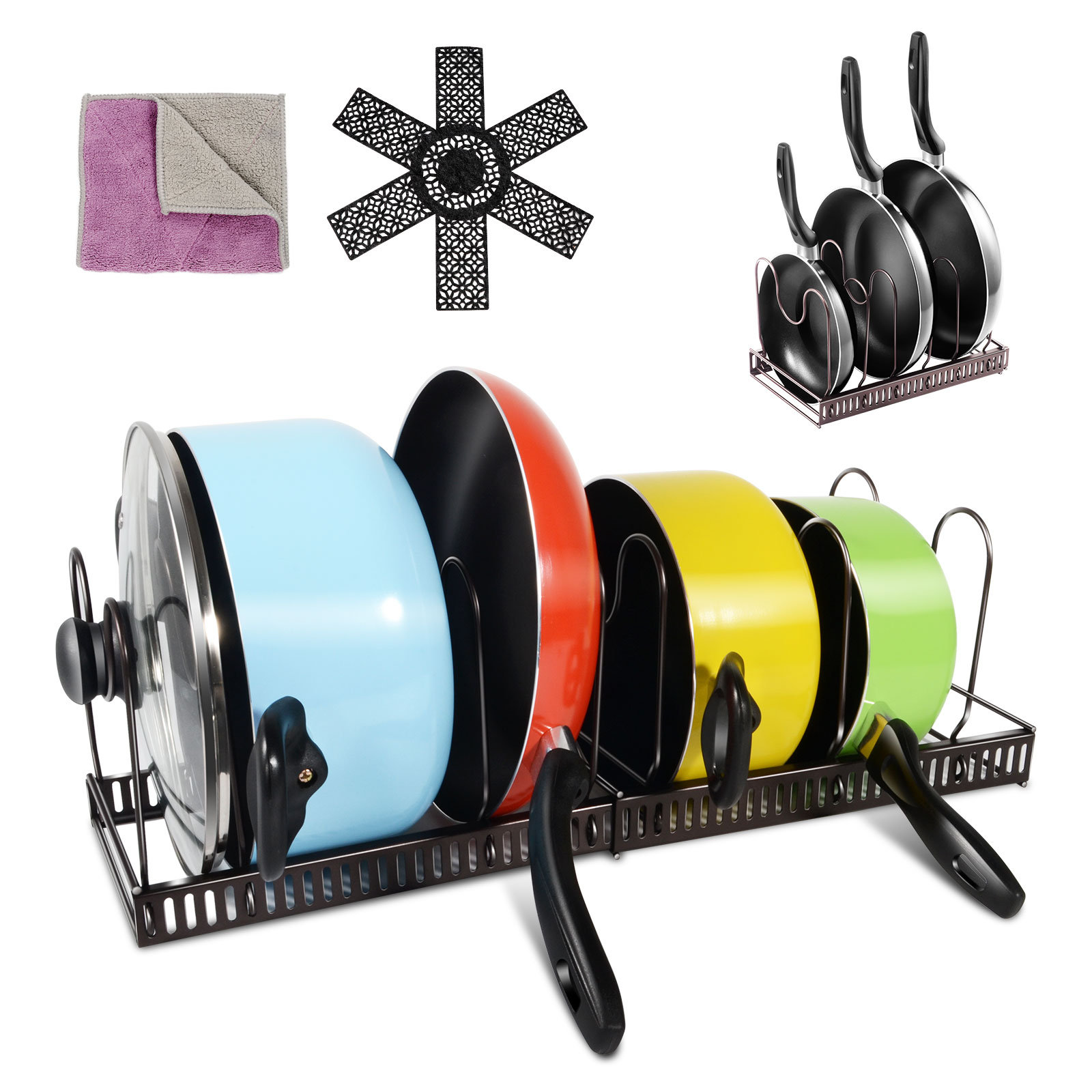 Prep & Savour Datrice Expandable Countertop Pot Rack - Wayfair Canada