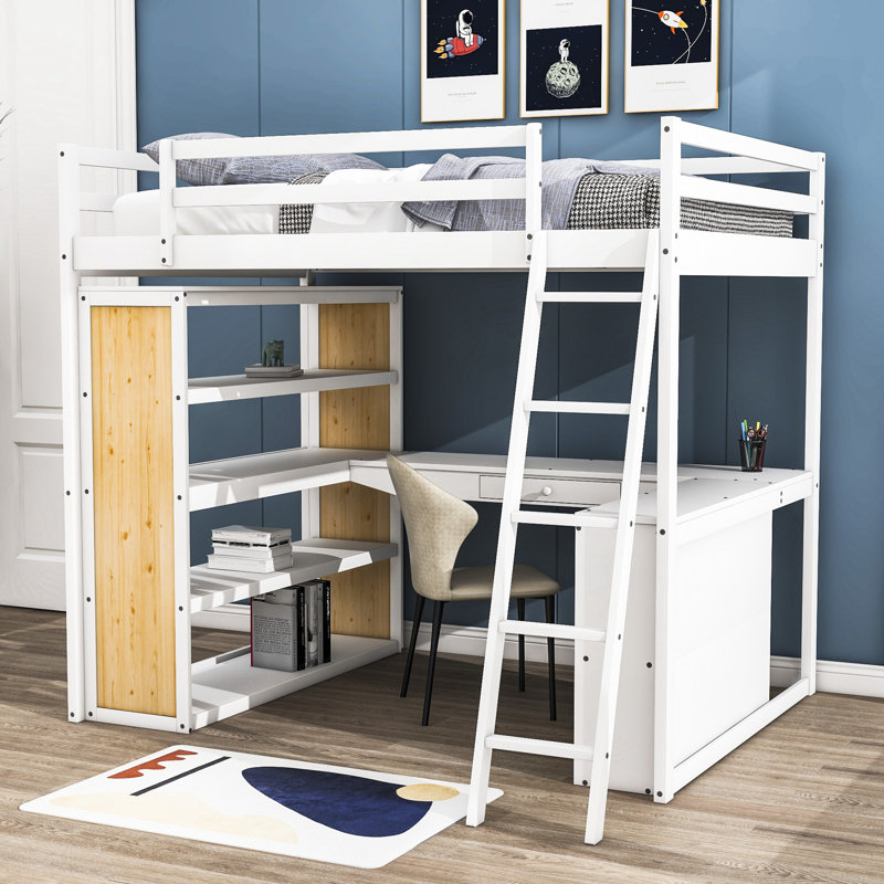 Harriet Bee Hadees Full Platforms Loft Bed with Built-in-Desk by ...