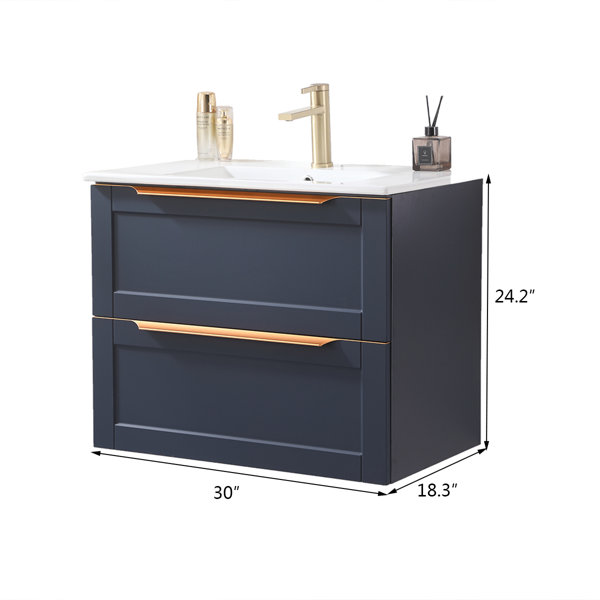 Winston Porter Jamya 30'' Dark Gray Modern Wall Mounted Single Bathroom ...