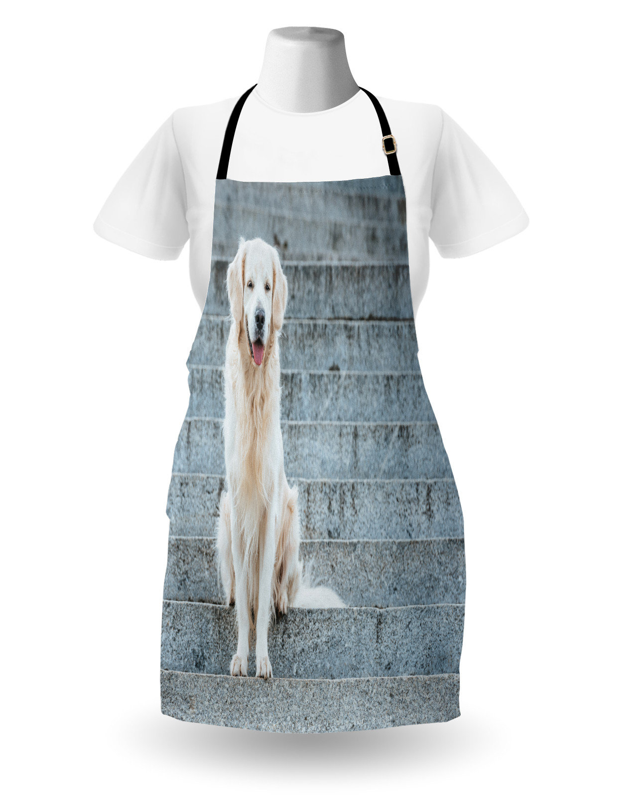 One Allium Way® Dog Apron Unisex Golden Retriever Sits on Stairs Adult ...