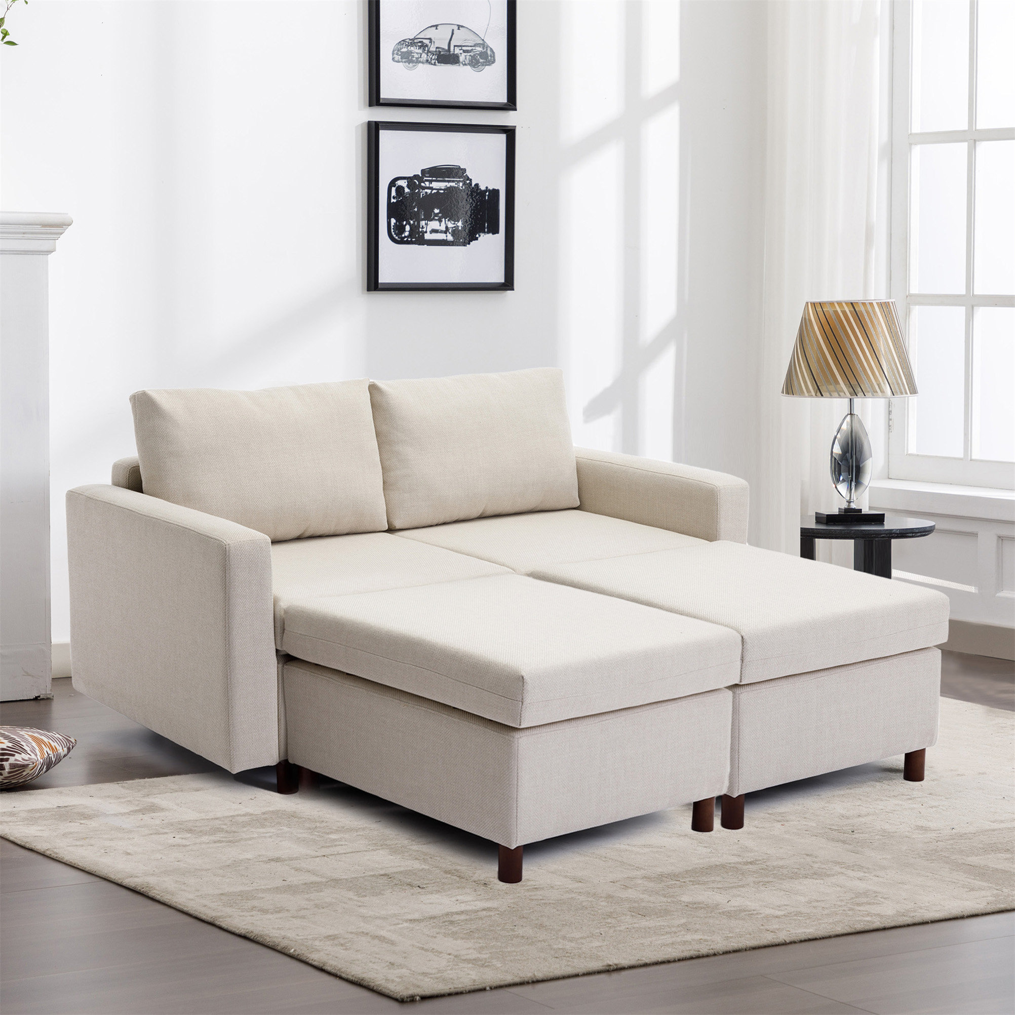 Latitude Run® 2 Seat Module Sectional Sofa Couch With 2 Ottoman For ...