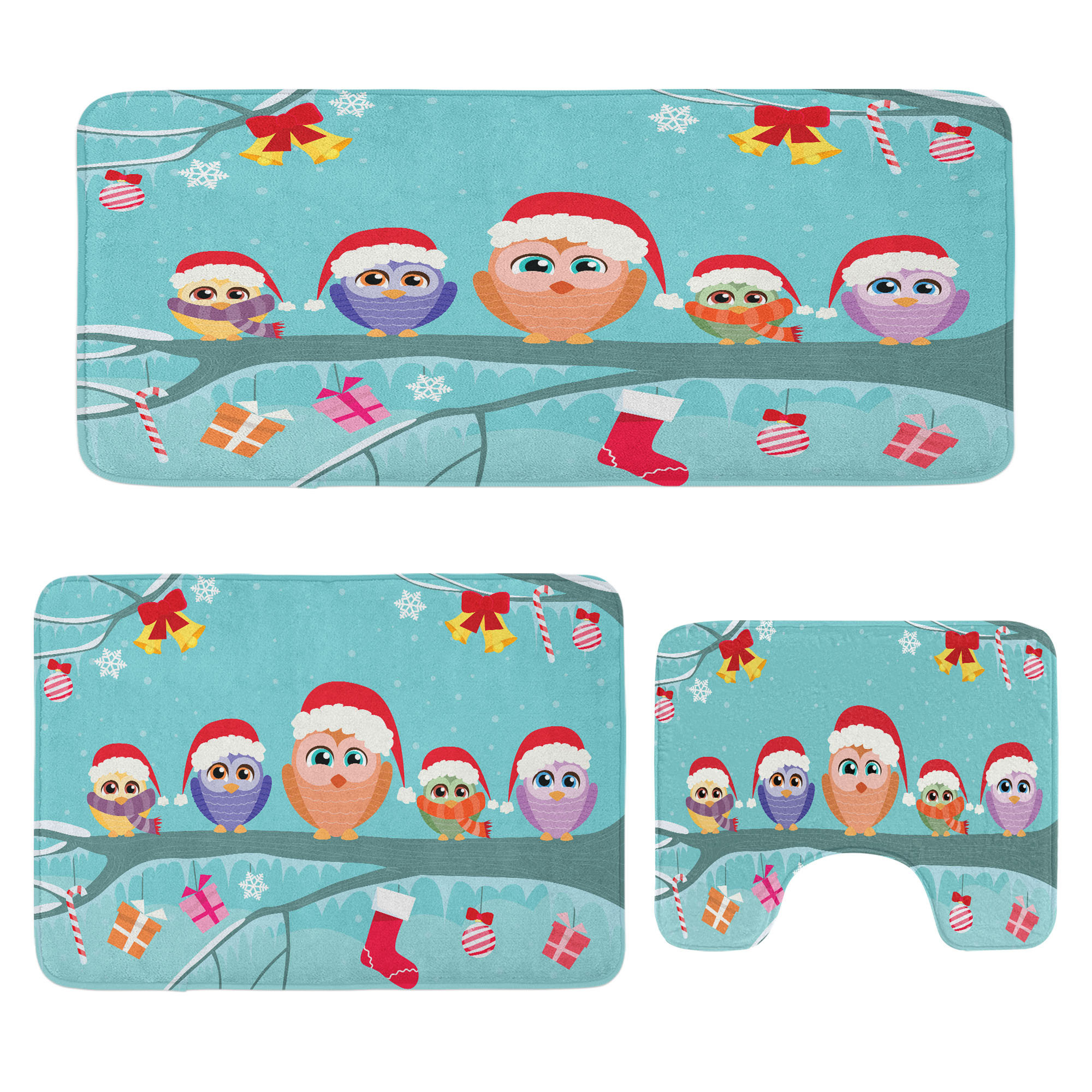 Astoria Grand Christmas Bathroom Rug Set 3 Pieces U-Shape & Rectangle ...