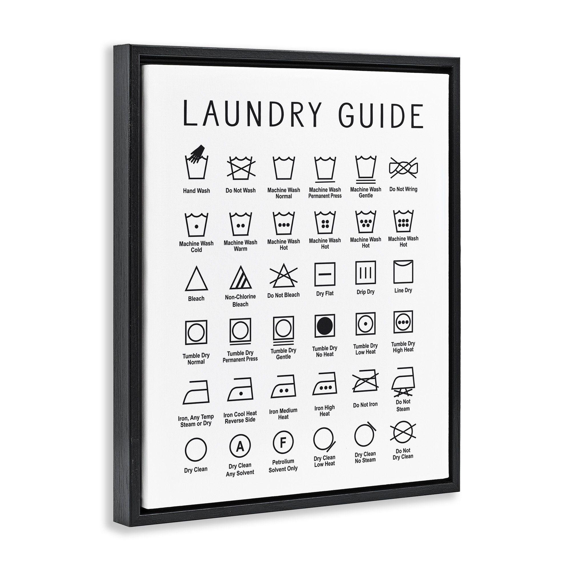 Trinx Minimal Laundry Guide Chart Framed Floater Canvas Wall Art by ...
