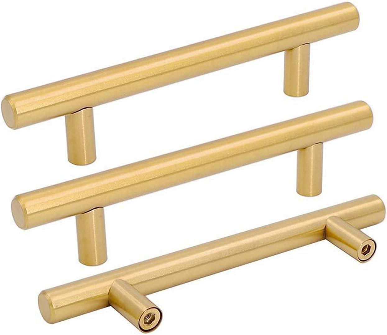 ERTCHUE RIED 15-Pack Brushed Brass Cabinet Handles, 3-3/4" Hole Centers ...
