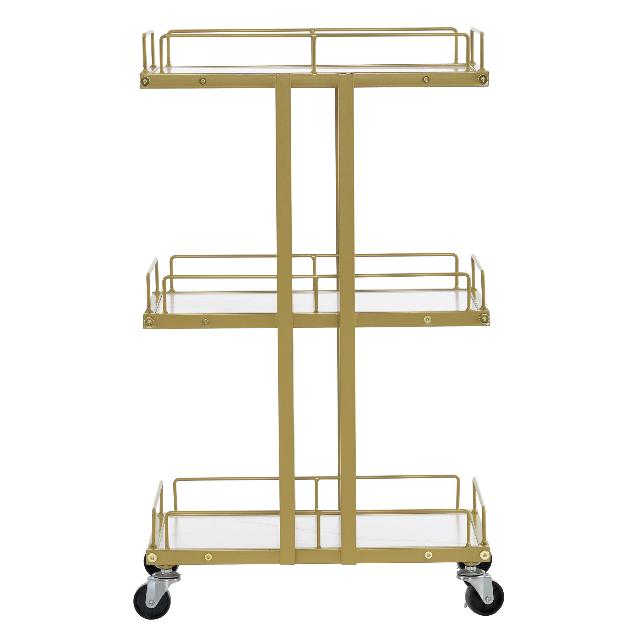 Mercer41 Khalis Salon Metal Multi-Purpose Utility Trolley Cart Rolling ...