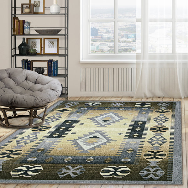 Millwood Pines Amy Bohemian Diamond Modern Ikat Indoor Area Rug ...